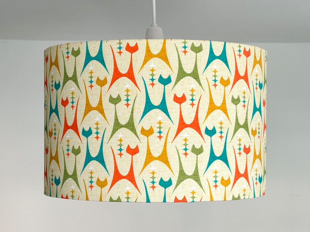 Cats Mid Century Abstract Lamp Shade Grey Lamp Home Decor Yellow ...