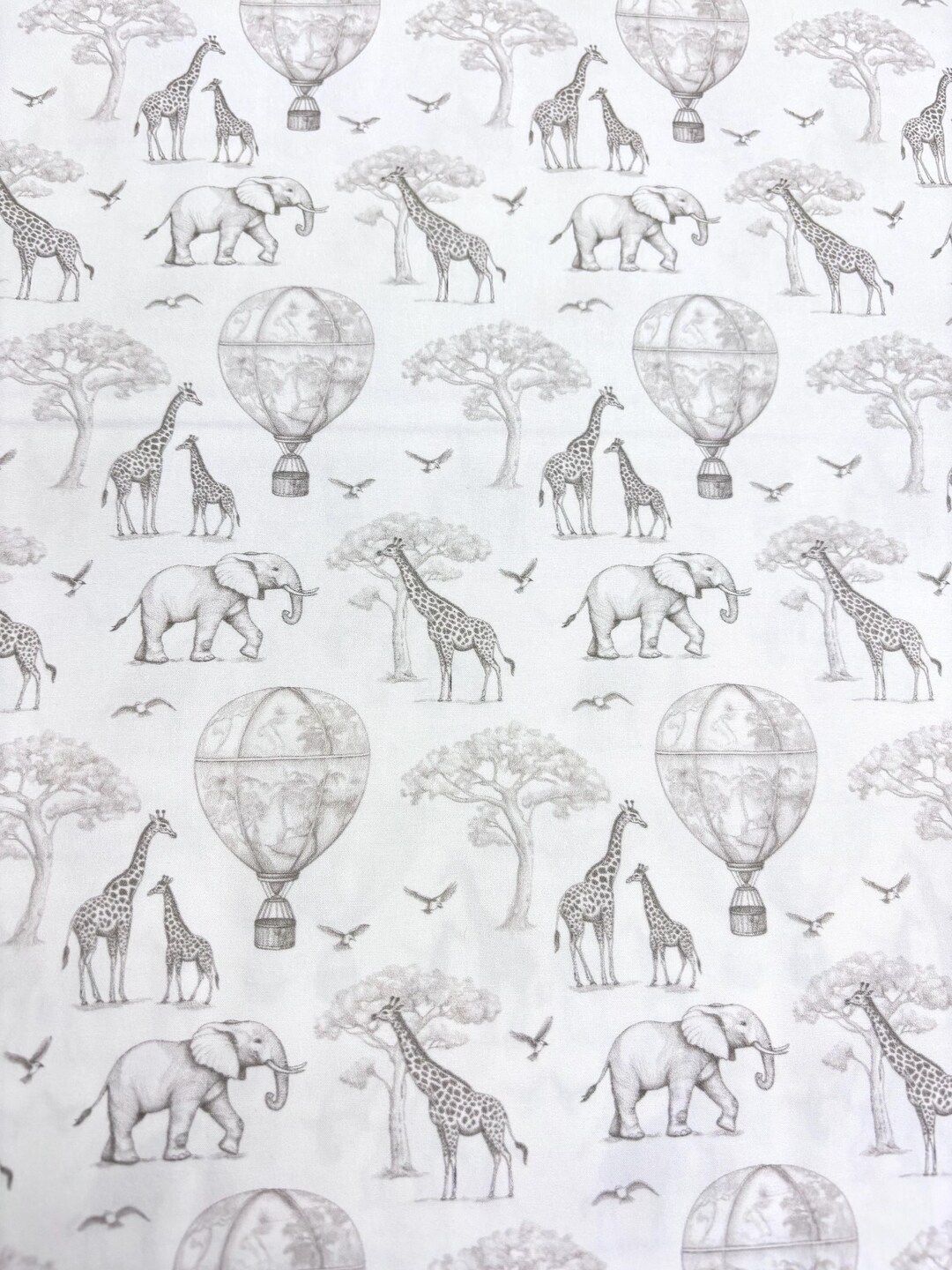 Grey Chinoiserie Toile De Jouy Safari Fabric Baby Safari Animals Fabric ...