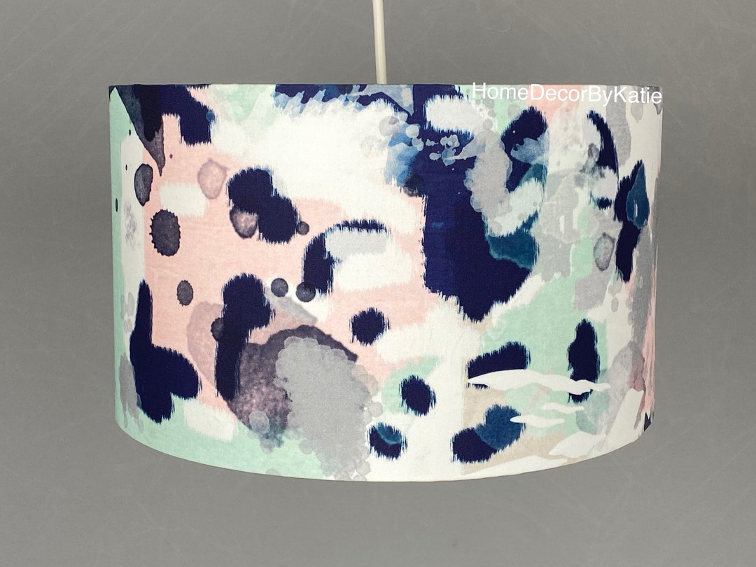 Navy Abstract Lamp Shade Pink Lamp Home Decor Yellow Lampshade Table ...
