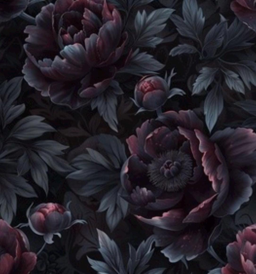 Large Scale Black Floral Fabric Dark Gothic Fabric Black Moody Floral ...