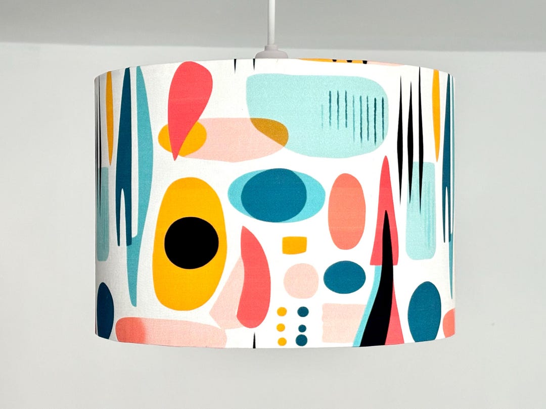 Mid Century Abstract Lamp Shade Mustard Lamp Home Decor Orange ...