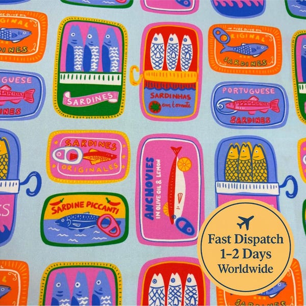Sardines Quilting Fabric - Etsy UK