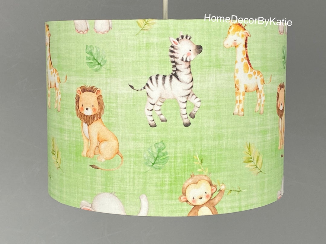 Green Safari Lamp Shade Elephant Giraffe Home Decor Ocean - Etsy