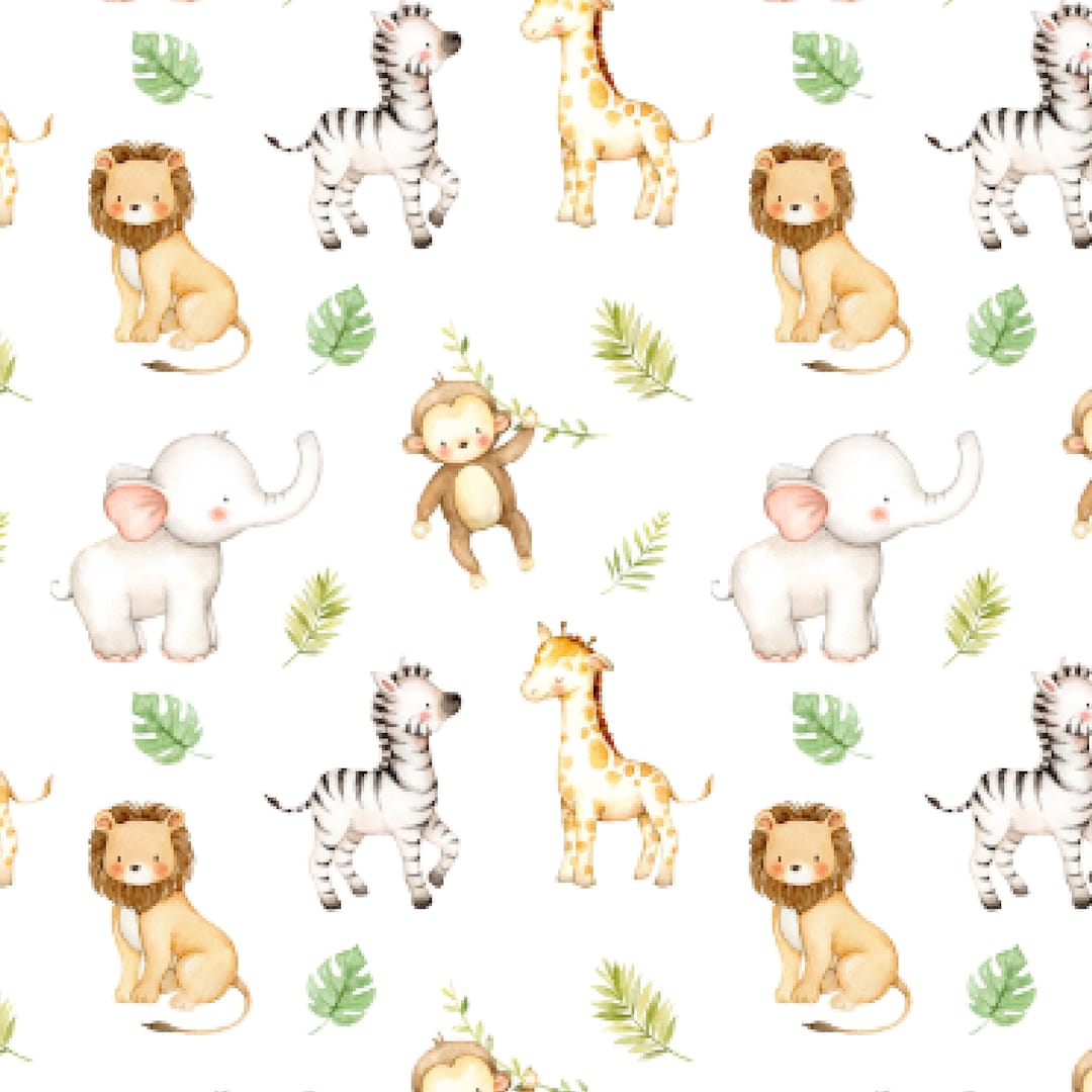 Safari Animals Fabric Baby Safari Animals Fabric Safari Theme Lion ...