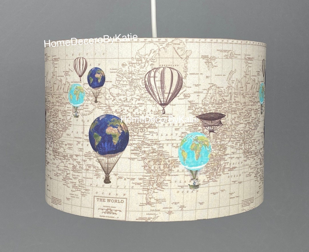 World Map Lamp Children's Lamp Nursery Decor Air Balloon Lampshade ...