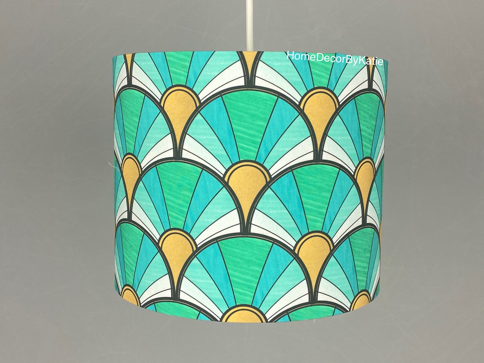 Green Art Deco Lamp Shade Vintage Lamp Home Decor Yellow - Etsy