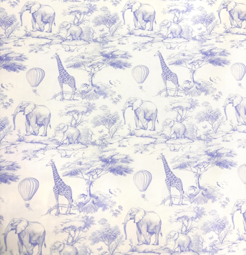 Blue Chinoiserie Toile De Jouy Safari Fabric Baby Safari Animals Fabric ...