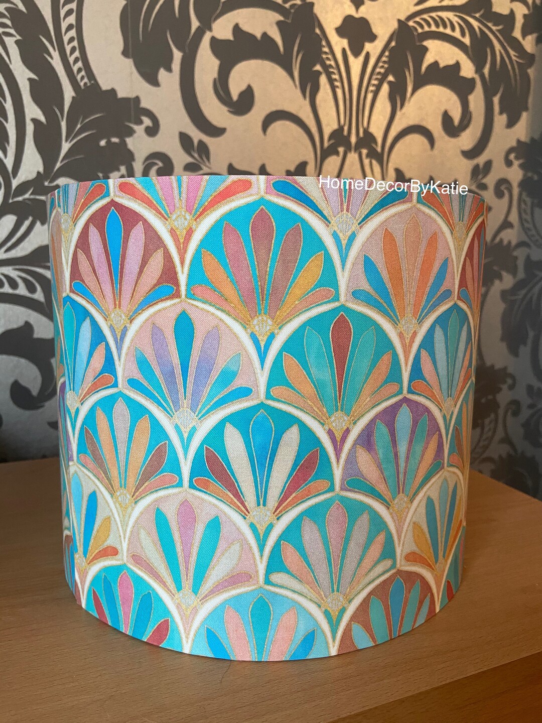 Vintage Art Deco Lamp Shade Pastel Lamp Home Decor Yellow Lampshade ...