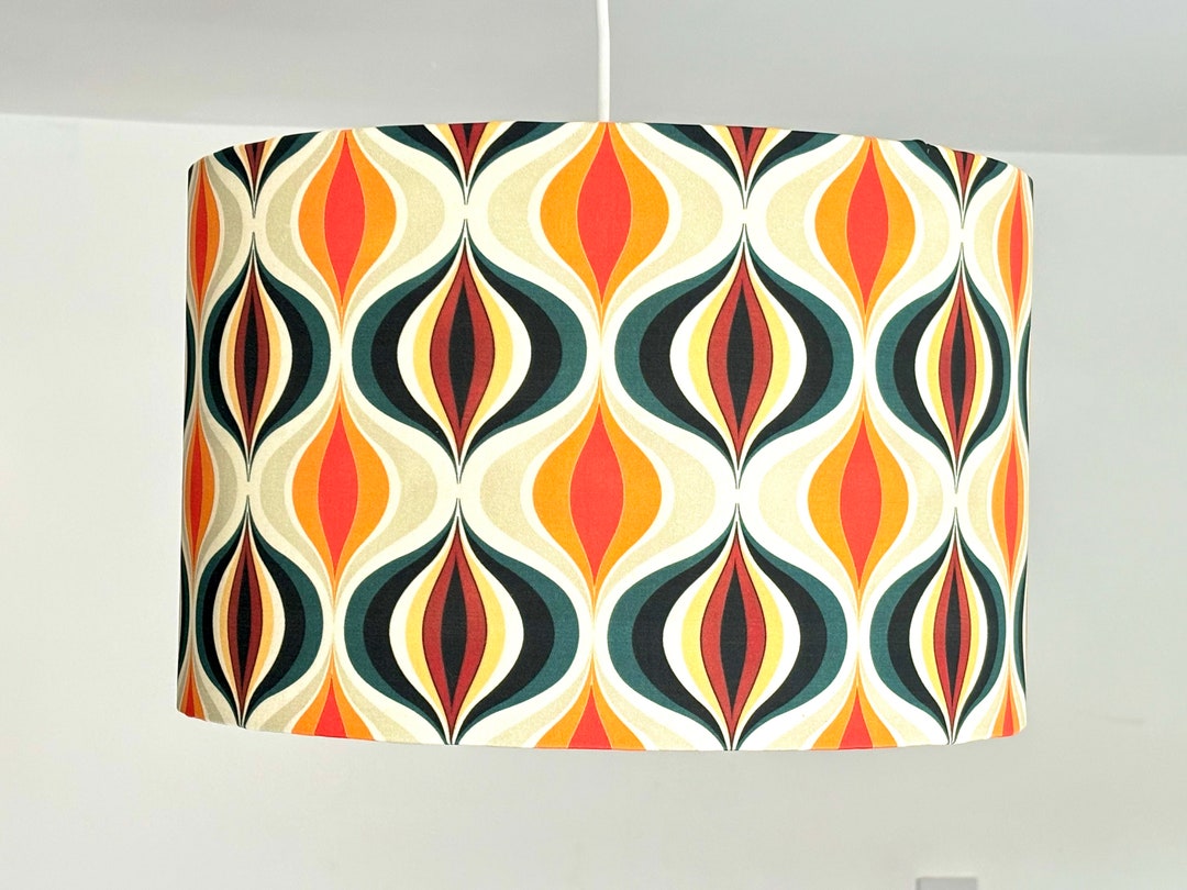 Retro Art Deco Lamp Shade Funky Lamp Home Decor Brown and Orange ...