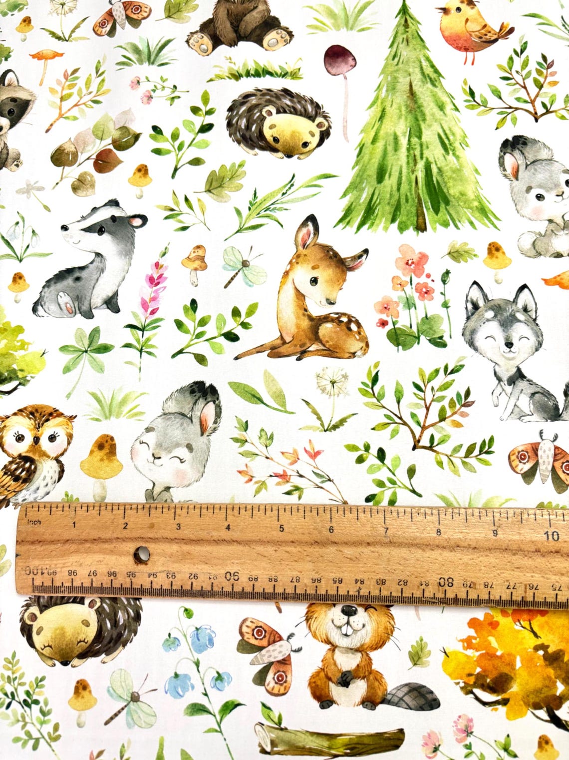 Woodland Fabric Baby Forest Animals Fabric Deer Fox Bear Wolf Baby ...