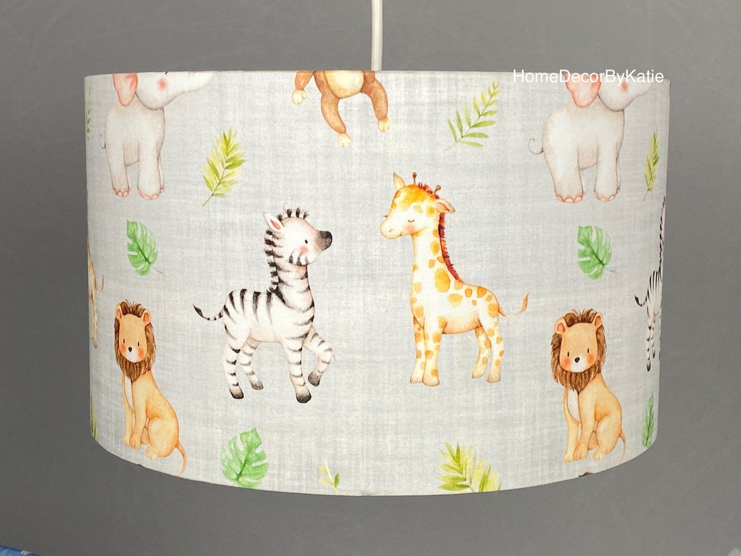 Grey Safari Lamp Shade Elephant Giraffe Home Decor Ocean Lampshade ...