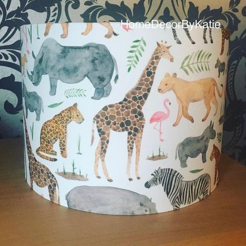Safari Lamp Shade Elephant Giraffe Home Decor Ocean Lampshade - Etsy