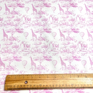 Pink Chinoiserie Toile De Jouy Safari Fabric Baby Safari Animals Fabric ...