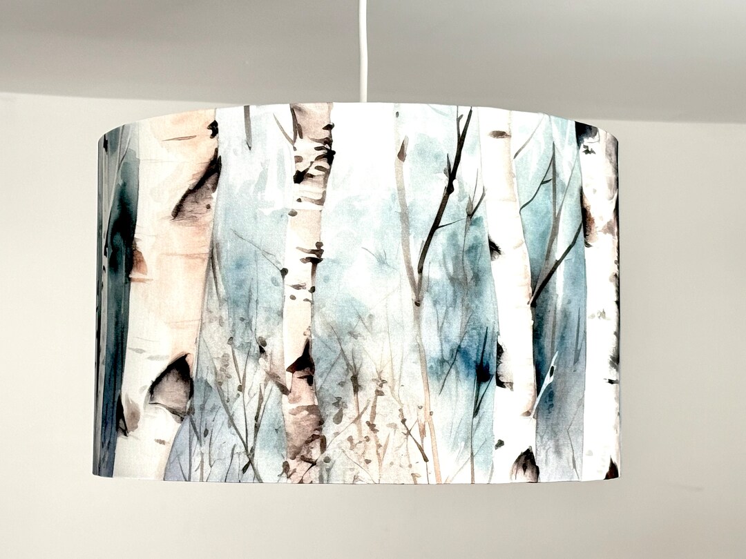 Birch Tree Lamp Shade Woodland Tree Home Decor Grey Forest Lampshade ...