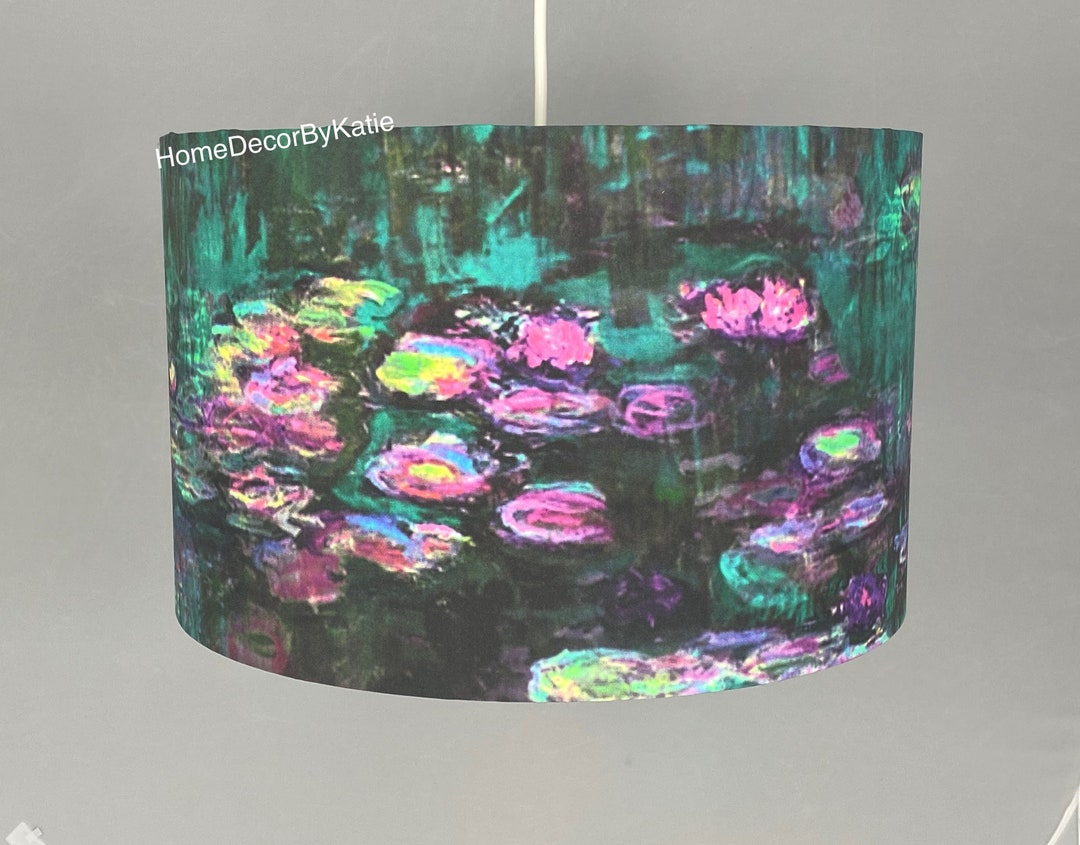Claude Monet Lampshade Lamp Green Water Lilies Decor Table Shade - Etsy