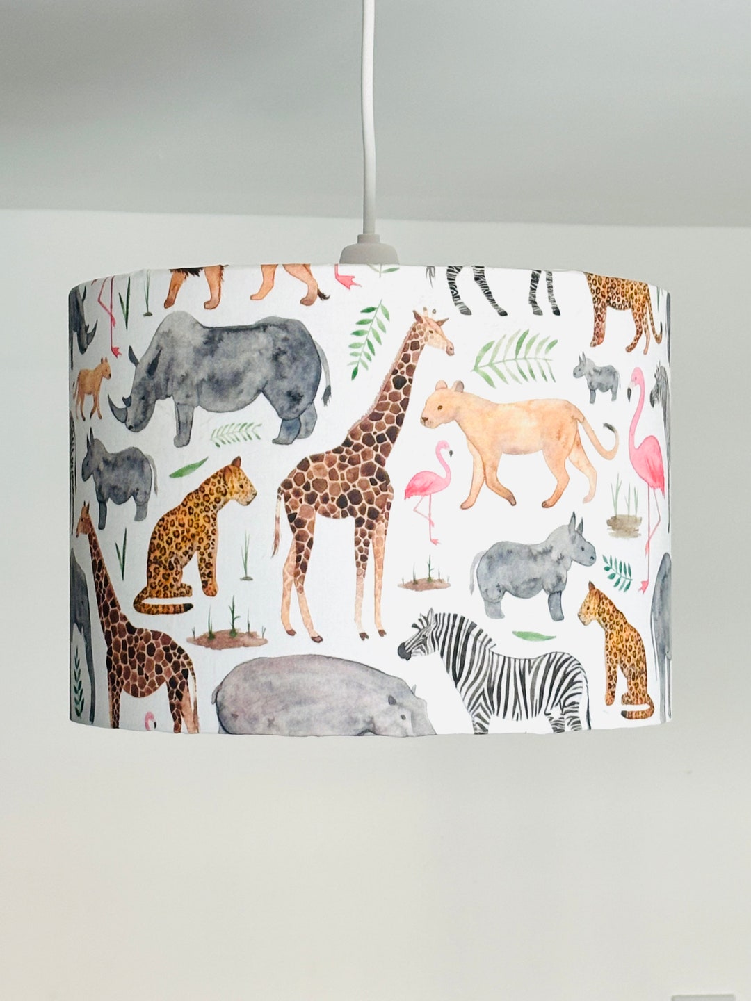 Safari Lamp Shade Elephant Giraffe Home Decor Ocean Lampshade Table ...