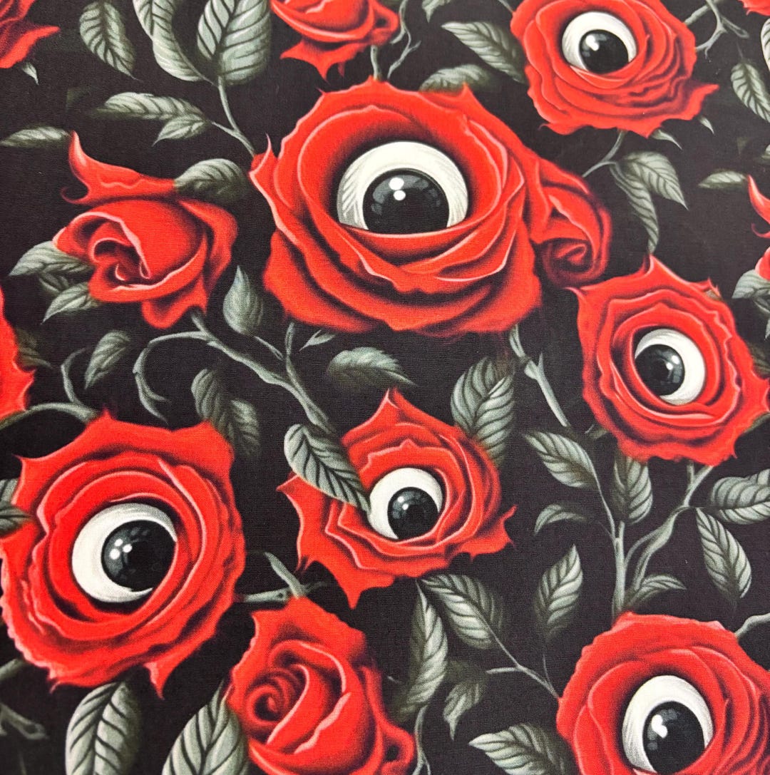 Gothic Rosen Stoff Blumen Stoff Rosen mit Augen Stoff stimmungsvoller ...