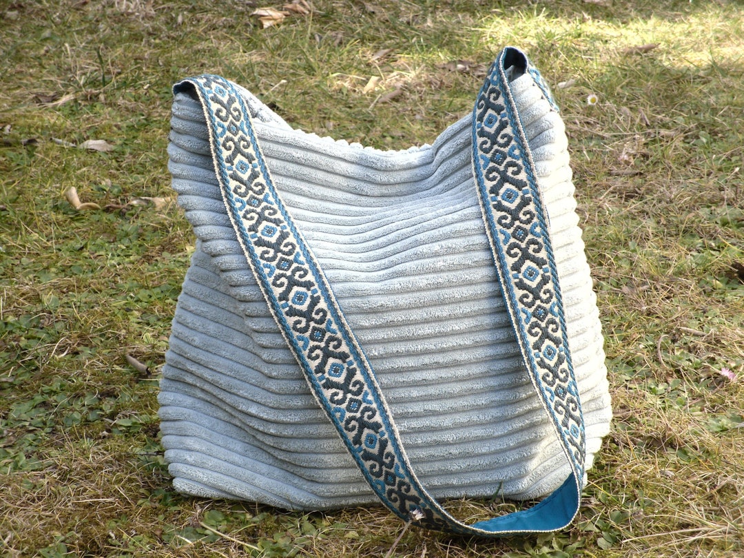 Handbag / Shoulder Worn / Velvet Big Ribs / Blue / Pastel / Spring ...