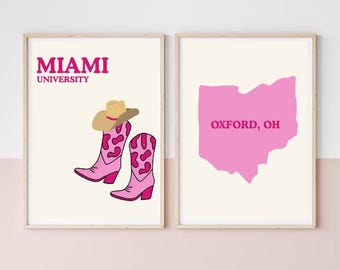 Miami University Trendy Dorm Wall Decor Digital Prints Set of 2 - Etsy