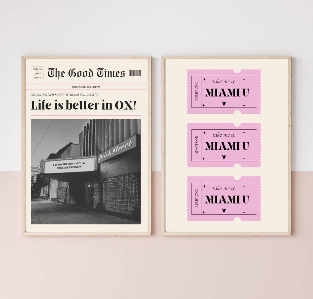 Miami University Trendy Dorm Wall Decor Digital Prints Set of 2 - Etsy