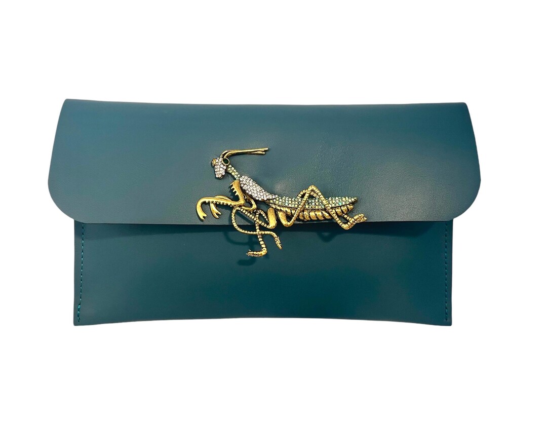 Praying Mantis Leather Clutch Handbag Leather Purse Leather Handbag ...