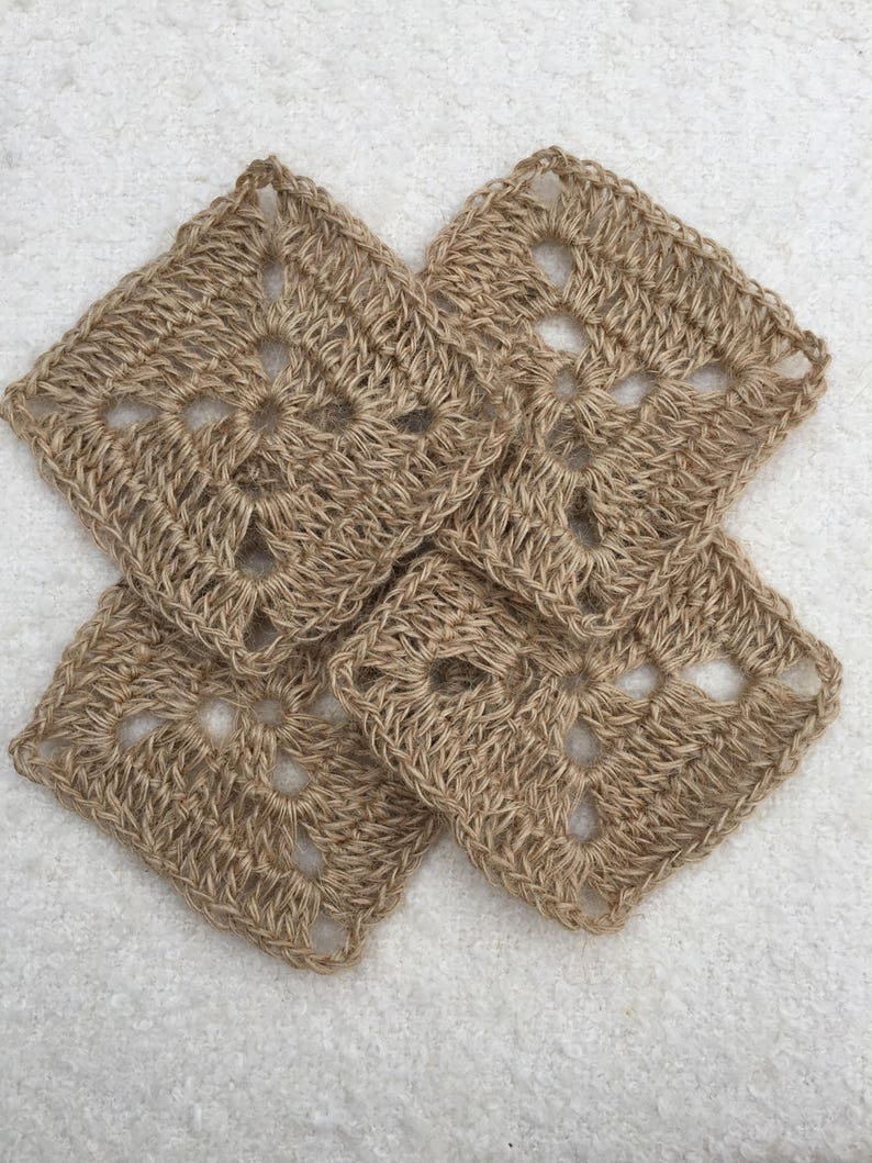 Natural Jute Coasters Crochet Jute Coasters Eco Friendly Set of 2 ...