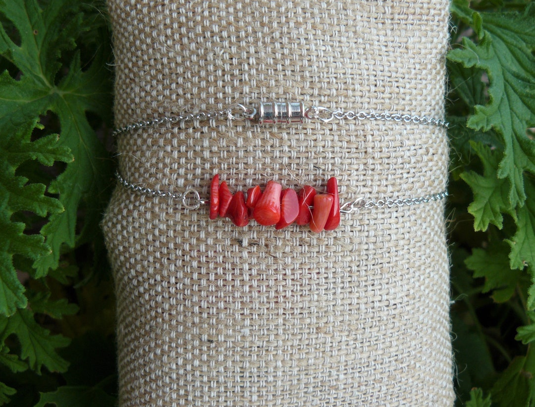 Coral Minimalist Necklace, Coral Chain, Gemstone Necklace, Stone Chain ...