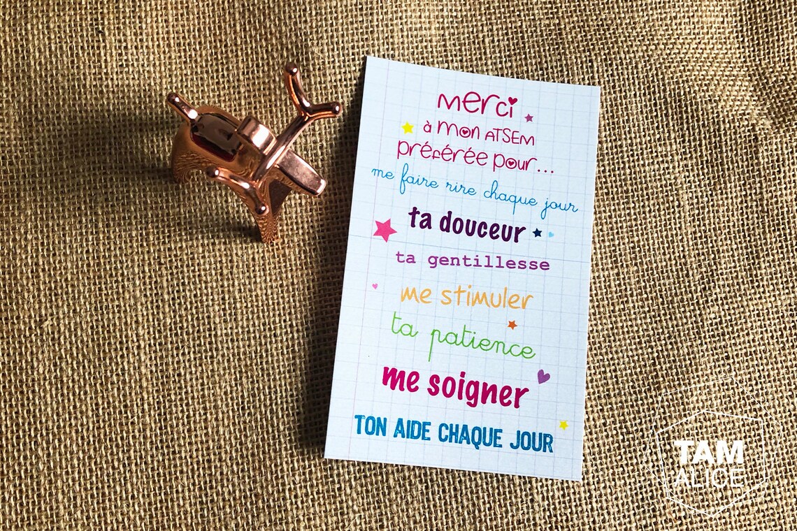 ATSEM carte merci , carte cadeau atsem - Etsy France