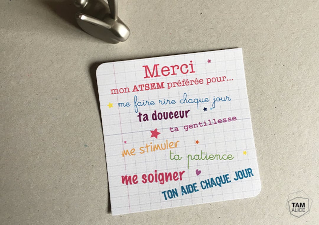 Carte atsem , carte merci , carte cadeau atsem - Etsy France
