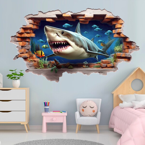 3d Shark Wall Decal - Etsy