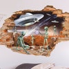 Aliens 3D Wall Sticker, Wall Decal, Aliens Climb Out of the Wall, Space ...