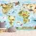 Dinosaur World Map Wallpaper, Dinosaur Wall Mural, Dinosaur Name, Large ...