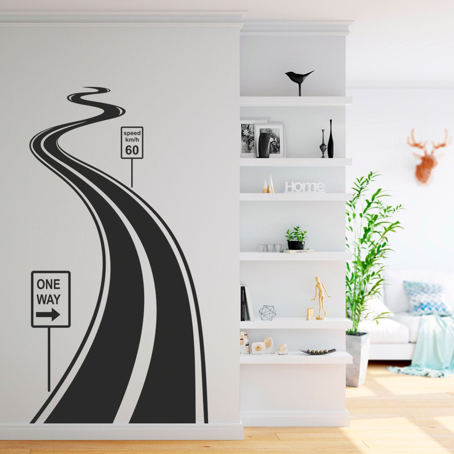 One Way Wall Sticker Road Wall Decal Road Signs Removable | Etsy