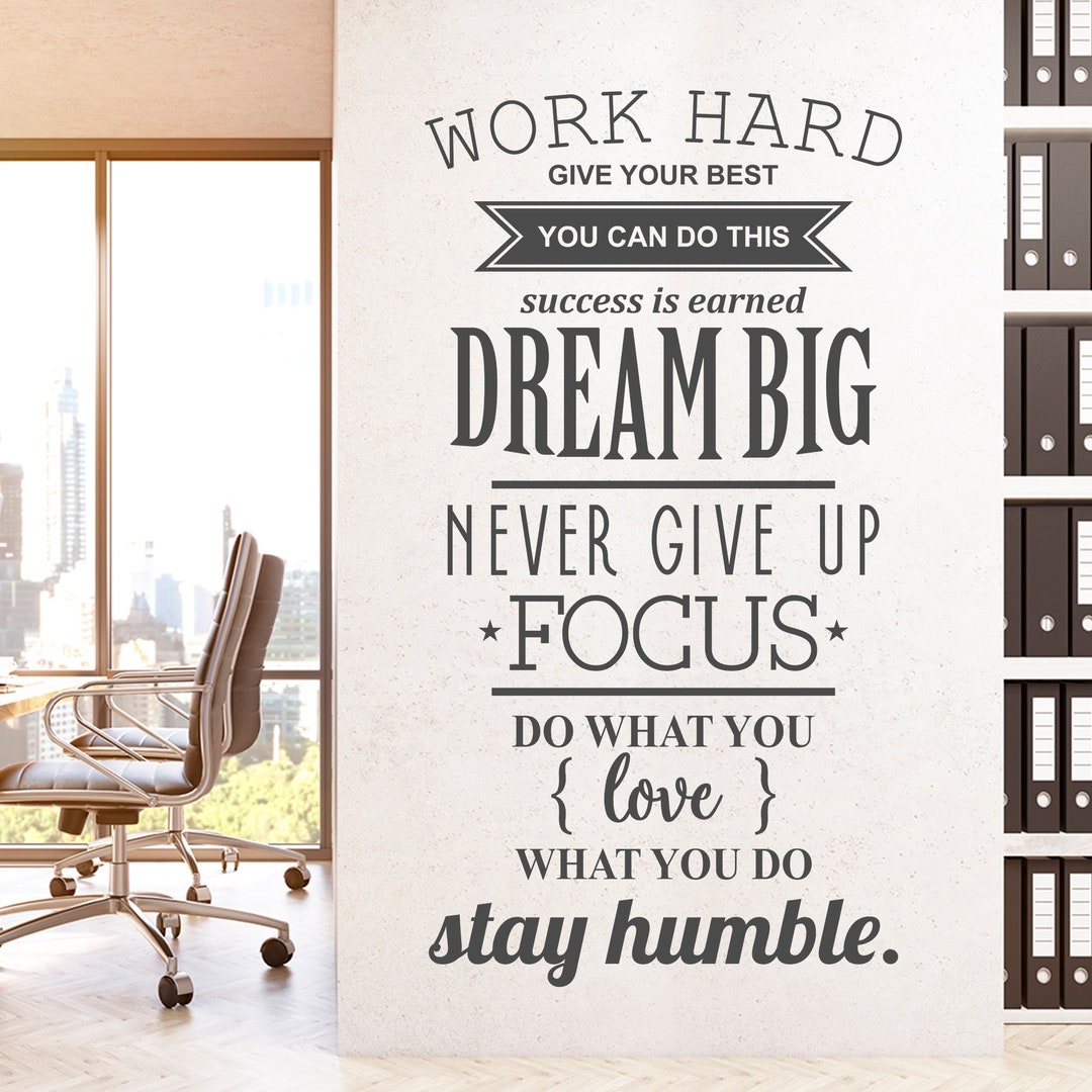 Work Hard - Wall Sticker, Office Wall Decal, Decor for Office ...