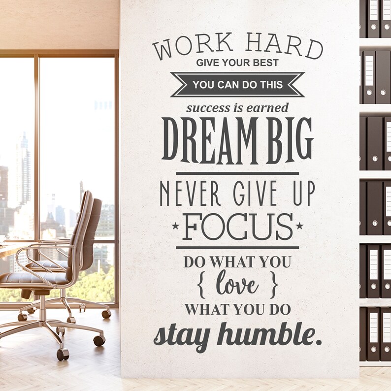 Work Hard Wall Sticker Office Wall Decal Decor for Office - Etsy