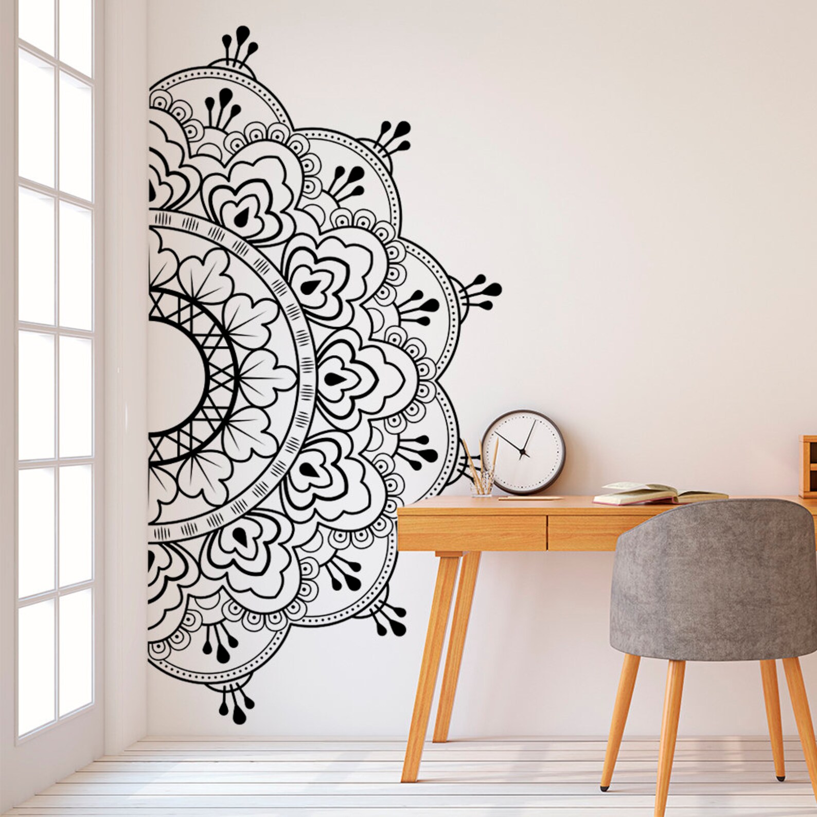 Mandala in Half Wall Sticker Wall Decal Decor for Home - Etsy