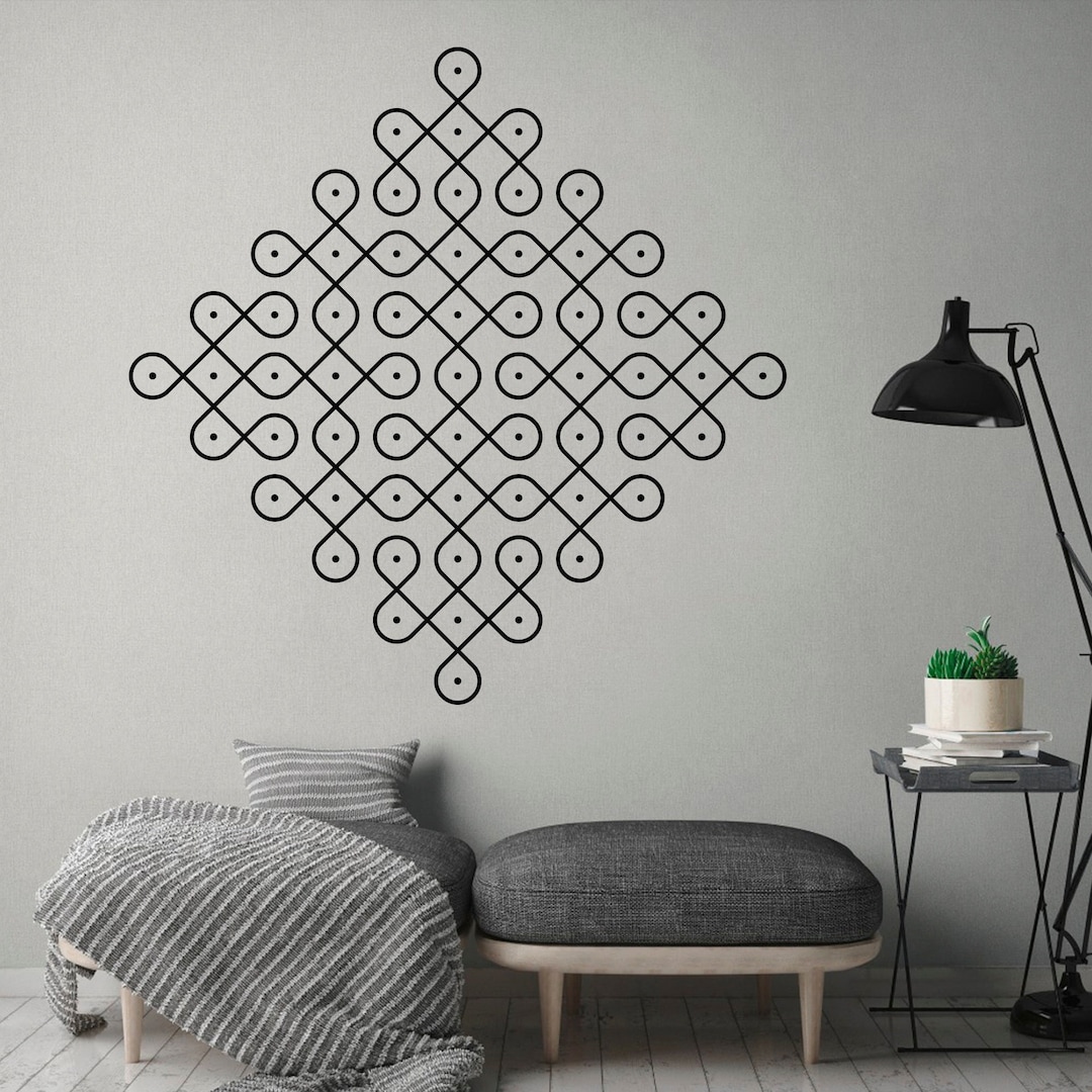 Kolam Wall Sticker, Wall Decal, Decor for Home, Studio, Patterns ...