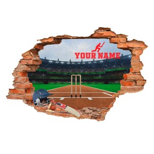 Cricket Wall Decal, Personalized, Cricket Field Wall Sticker, Sport ...
