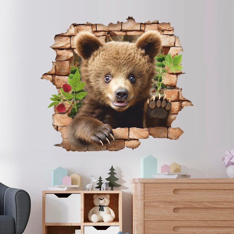 Little Bear Wall Decal - Cute Animal Wall Art for Home Decor - Nursery ...