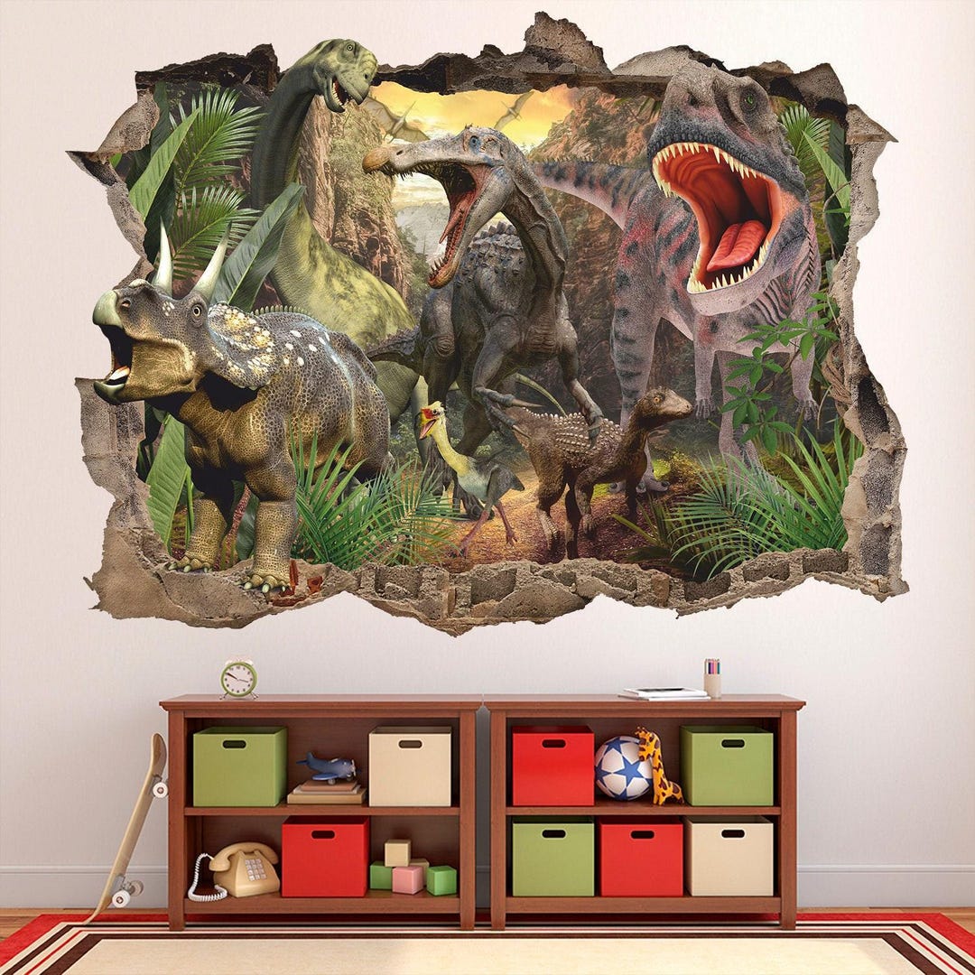 Dinosaur Wall Decal - Tyrannosaurus Triceratops Brachiosaurus Wall Art ...