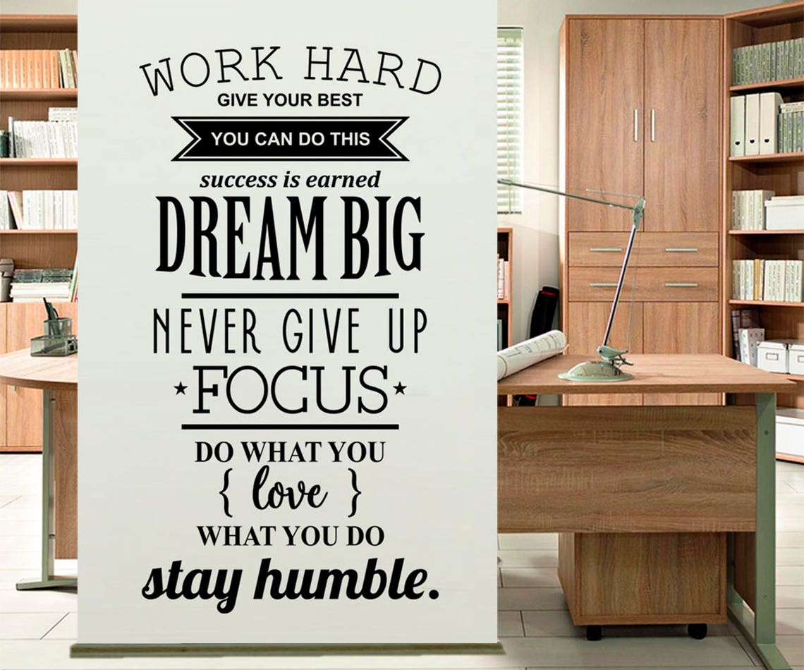 Work Hard Wall Sticker Office Wall Decal Decor for Office - Etsy