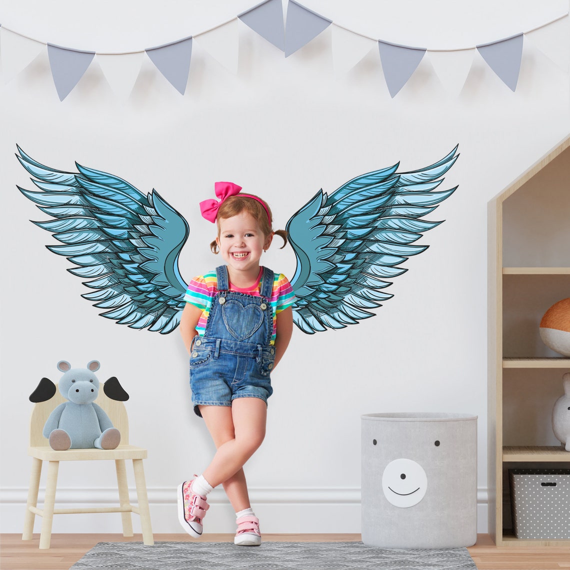Angel Wings Wall Sticker Drawn Wings Wall Decal People - Etsy