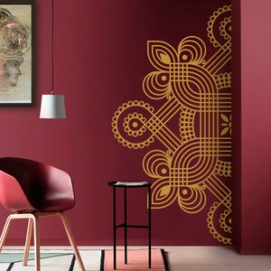 Rangoli in Half Wall Sticker, Wall Decal, Decor, Alpona, Patterns ...
