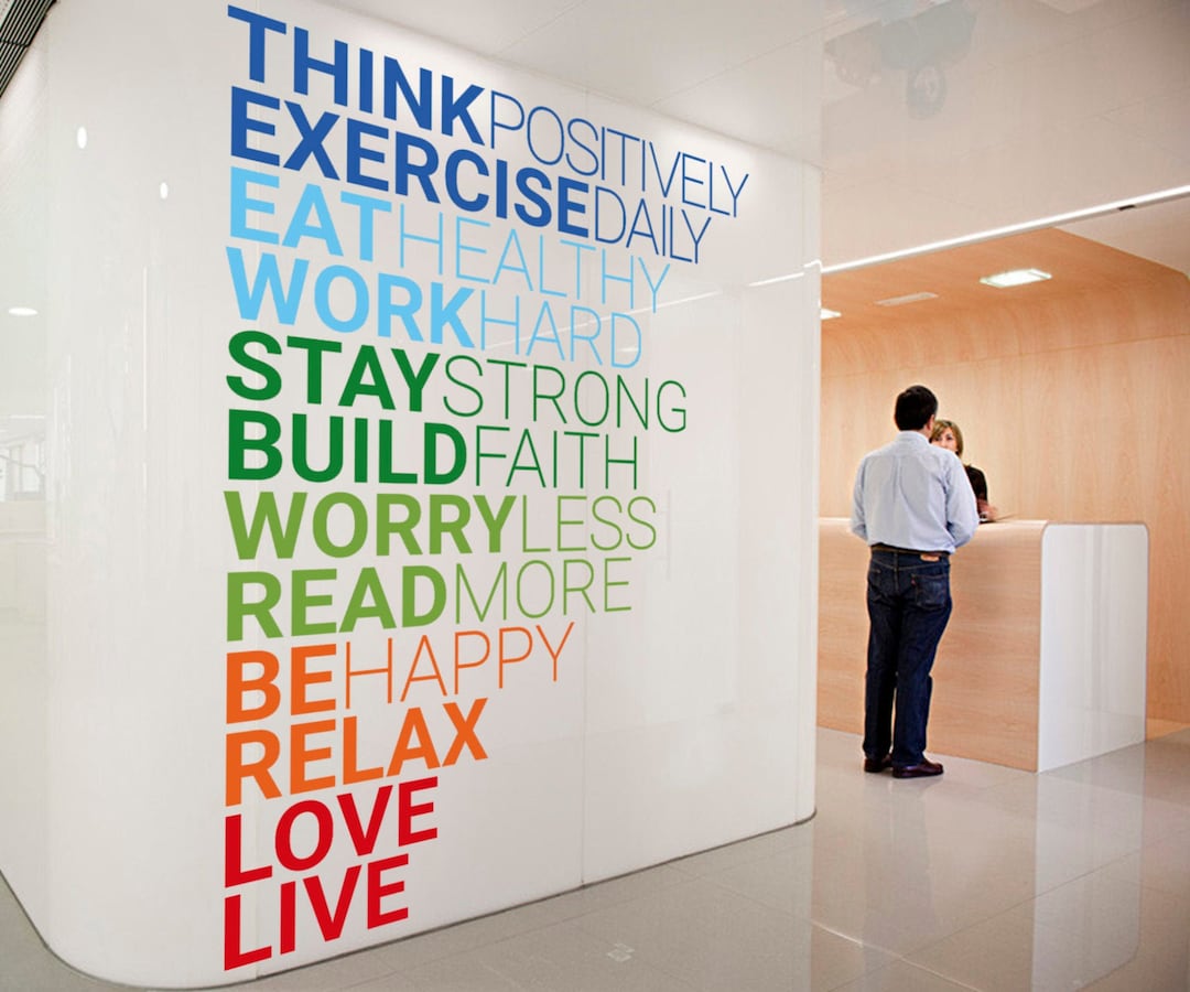 Buy THINK POSITIVELY Wall Sticker, Wall Decal, Motivation Lettering ...