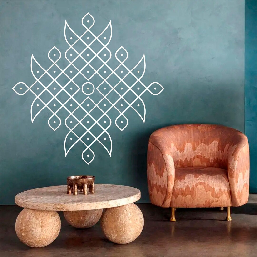 Kolam Wall Decal - Folk Indian Wall Art Sticker for Home - Studio Decor ...