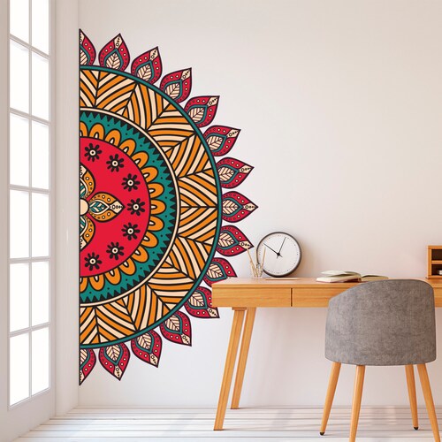 Half Mandala Wall Decal Sticker Half Mandala Yoga Om Namaste - Etsy