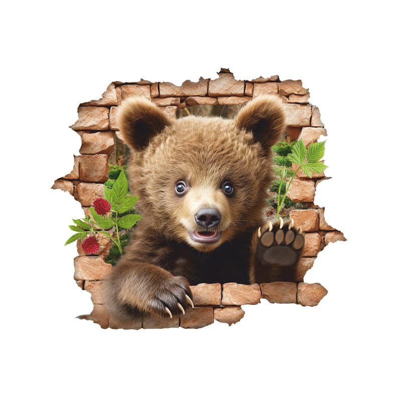 Little Bear Wall Decal - Cute Animal Wall Art for Home Decor - Nursery ...