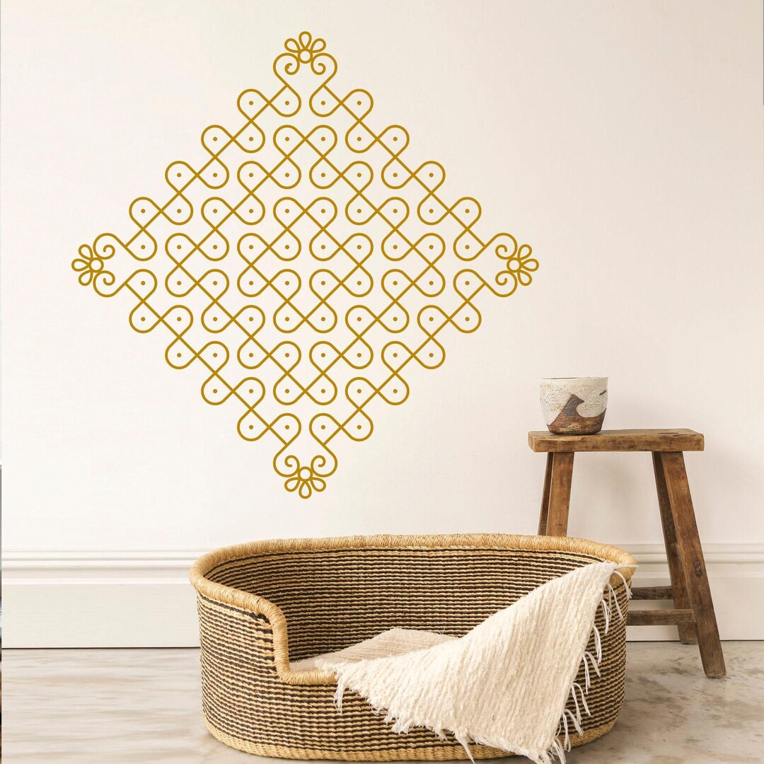 Kolam Wall Decal - Folk Indian Wall Art Sticker for Home - Studio Decor ...