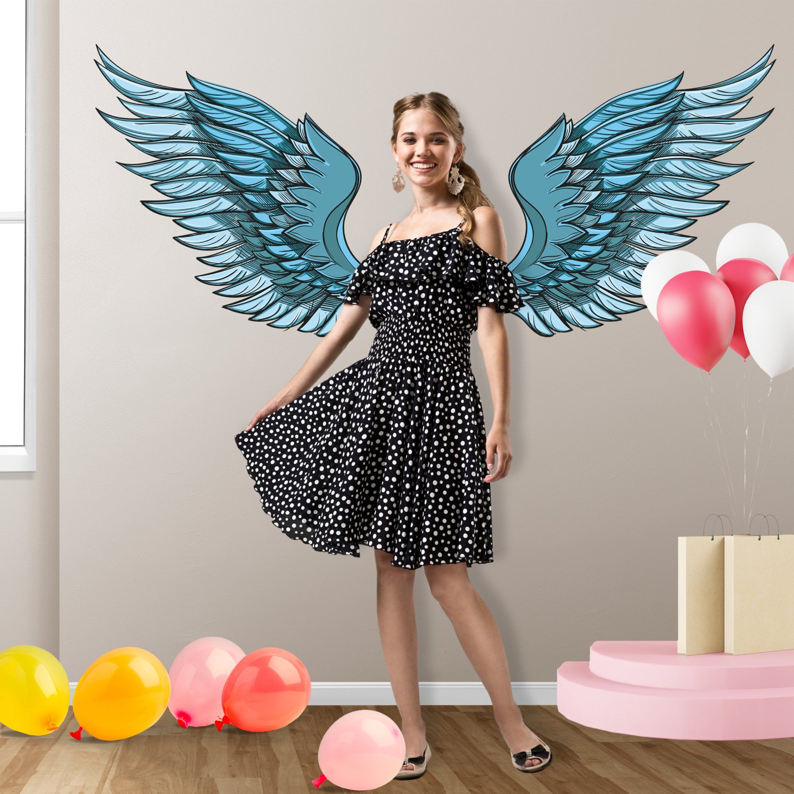 Angel Wings Wall Sticker Drawn Wings Wall Decal People - Etsy