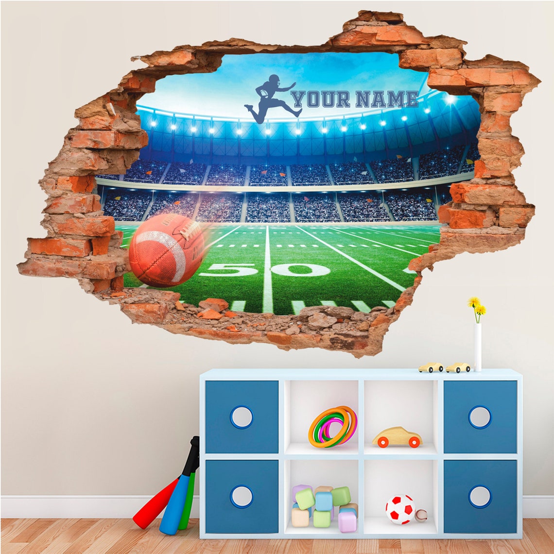 American Football Wall Decal Personalized Football Field - Etsy
